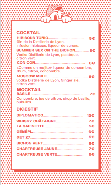 MENU - BICHON RESTAURANT