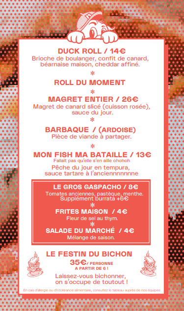 MENU - BICHON RESTAURANT