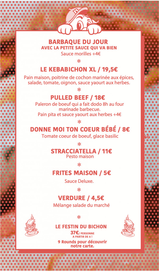 MENU - BICHON L'AUBERGE NOUVELLE GÉNÉRATION